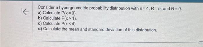 Solved Consider a hypergeometric probability distribution | Chegg.com
