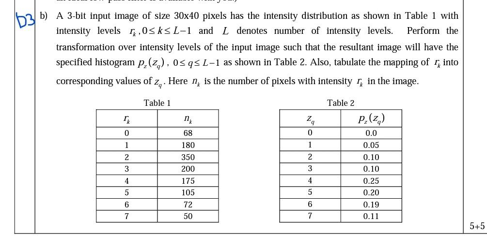 Solved b) A 3-bit input image of size 30×40 pixels has the | Chegg.com