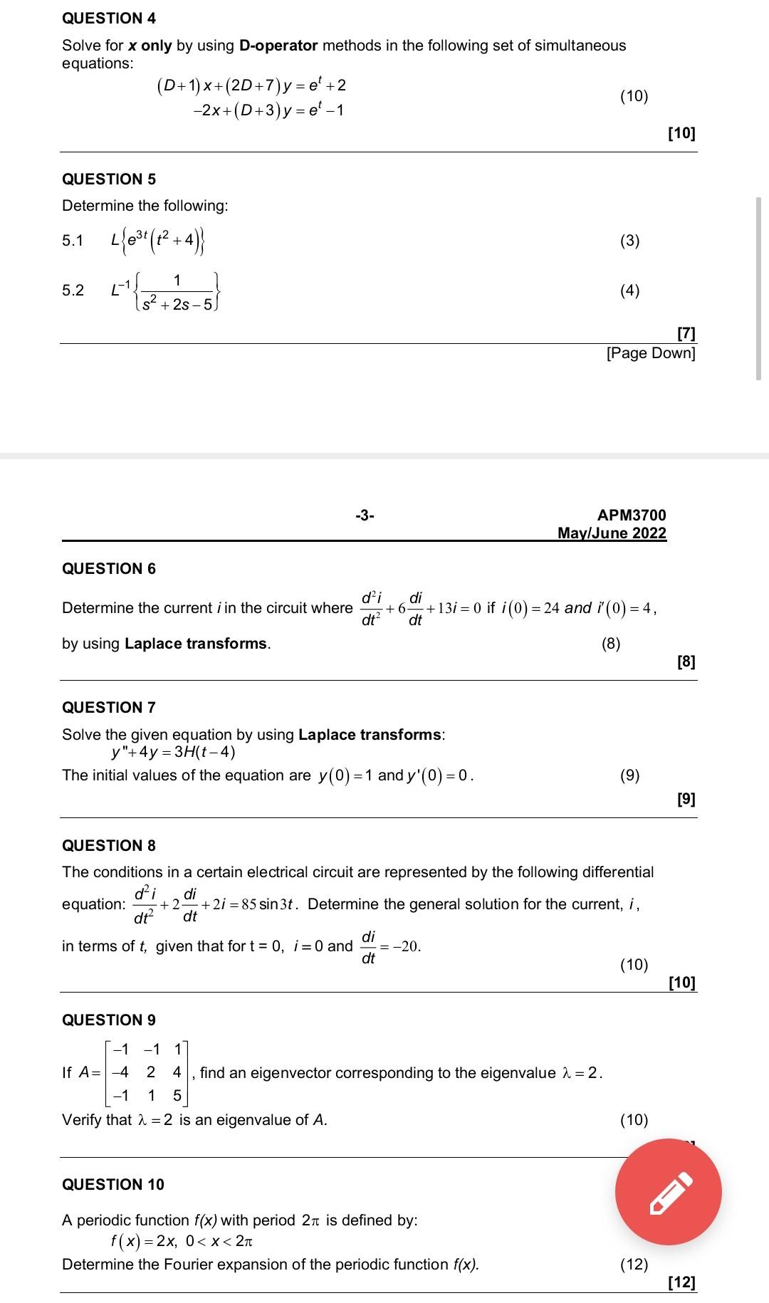 Solved QUESTION 4 Solve for x only by using D-operator | Chegg.com