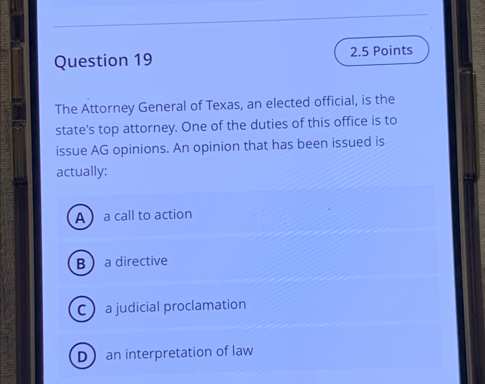 Solved Question 19The Attorney General of Texas, an elected | Chegg.com