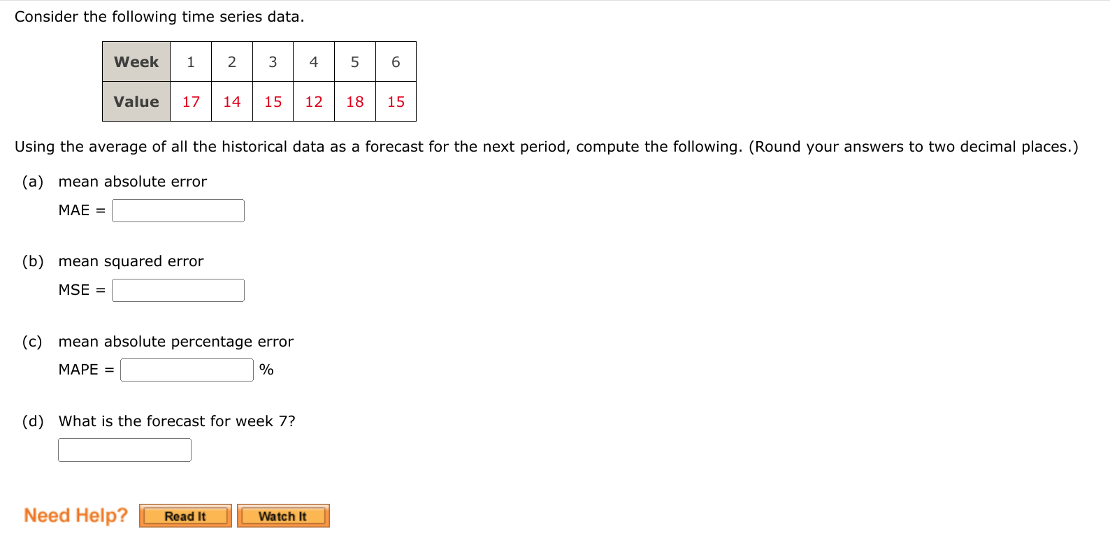 Solved Consider the following time series data.Using the | Chegg.com