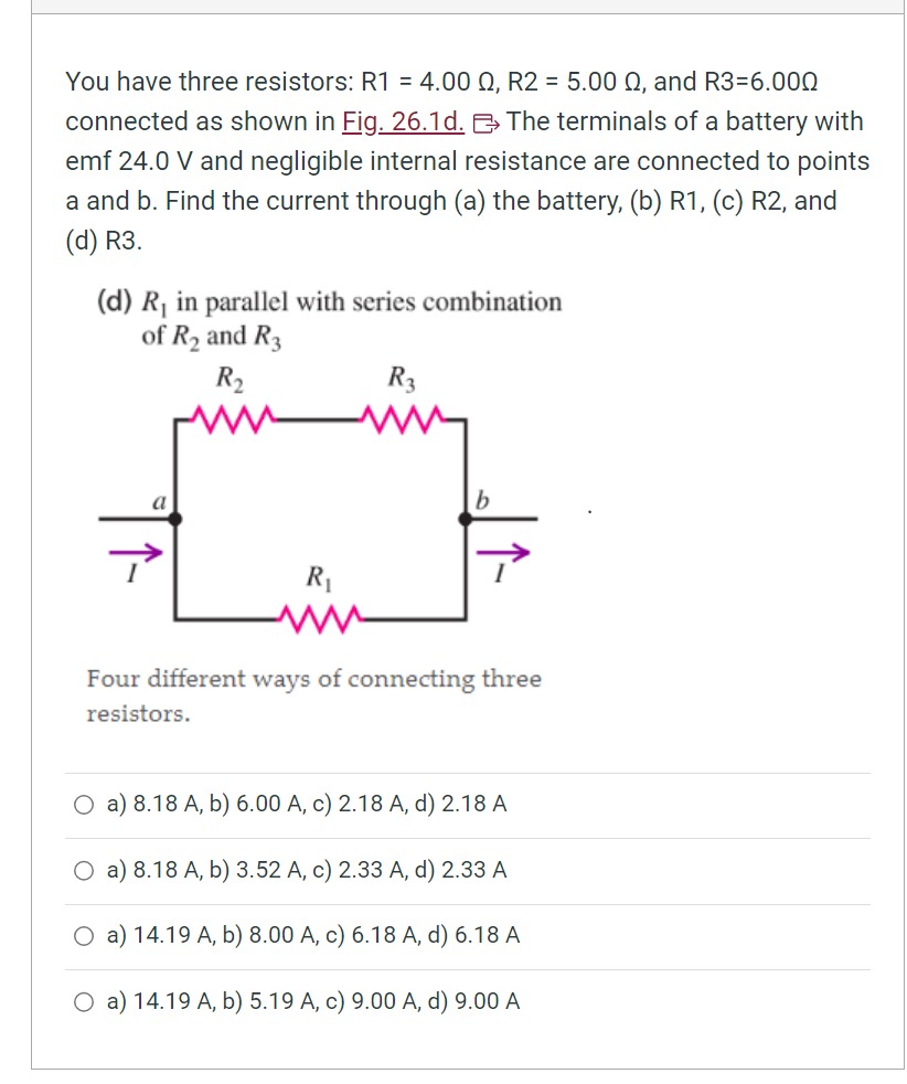 Solved You have three resistors: R1=4.00Ω,R2=5.00Ω, ﻿and | Chegg.com