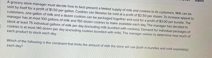 Solved A grocery store manager must decide how to best | Chegg.com