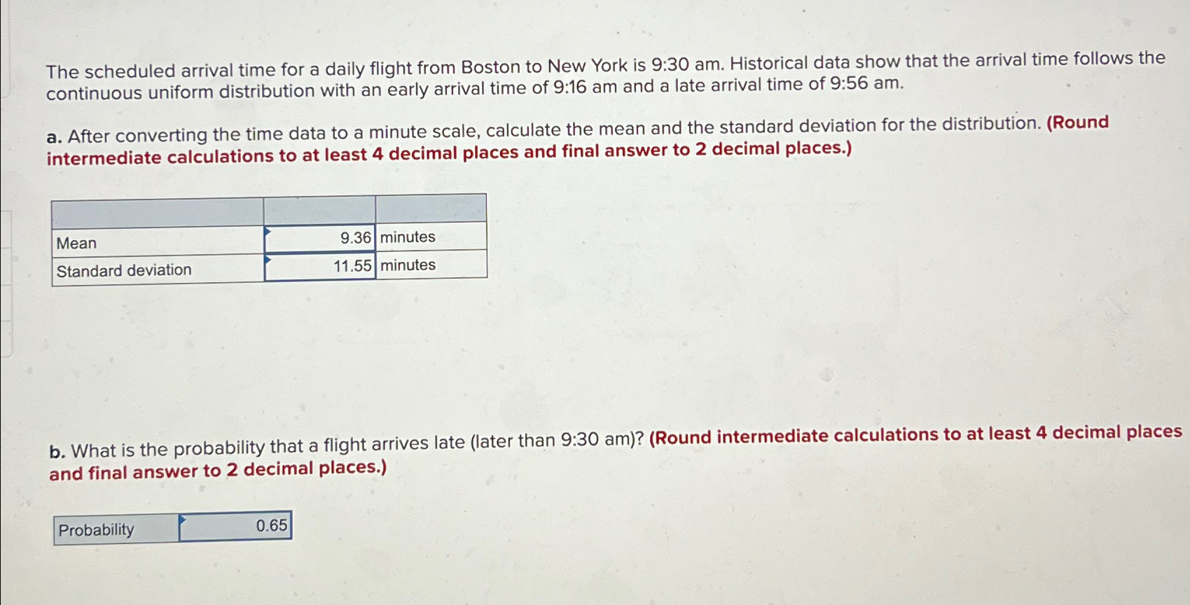 Solved The scheduled arrival time for a daily flight from | Chegg.com