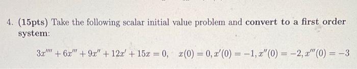 Solved 4. (15pts) Take the following scalar initial value | Chegg.com