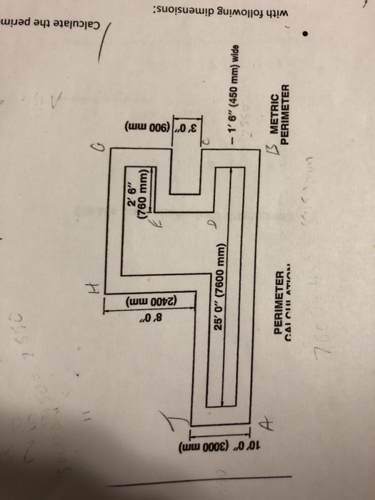 Solved calculate the perimeter (centerline) for wall plan | Chegg.com