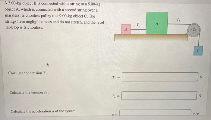 Solved A 3.00-kg object B is connected with a string to a | Chegg.com