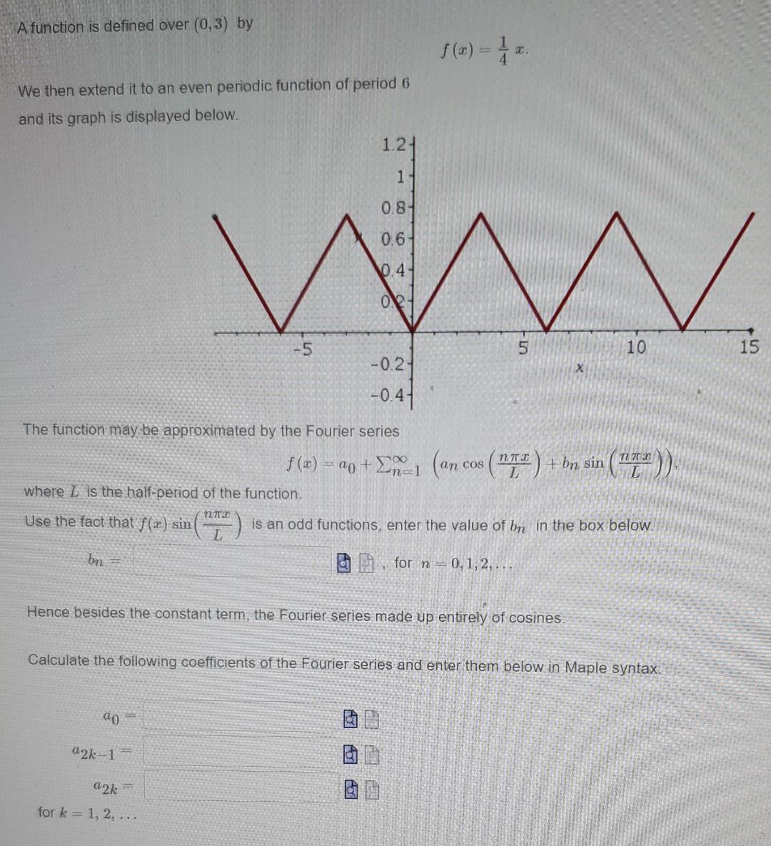 Solved A function is defined over (0,3) by f(x)=41x We then | Chegg.com