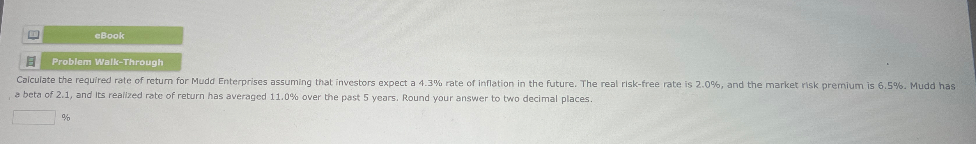 Solved eBookProblem Walk-Through a beta of 2.1 , ﻿and its | Chegg.com