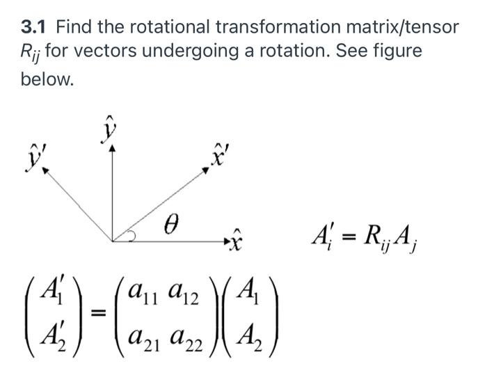 Solved 3.1 Find the rotational transformation matrix/tensor | Chegg.com