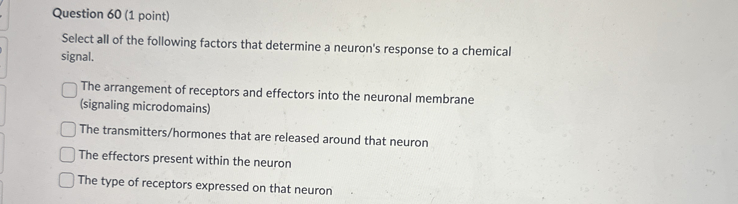 Solved Question 60 (1 ﻿point)Select all of the following | Chegg.com
