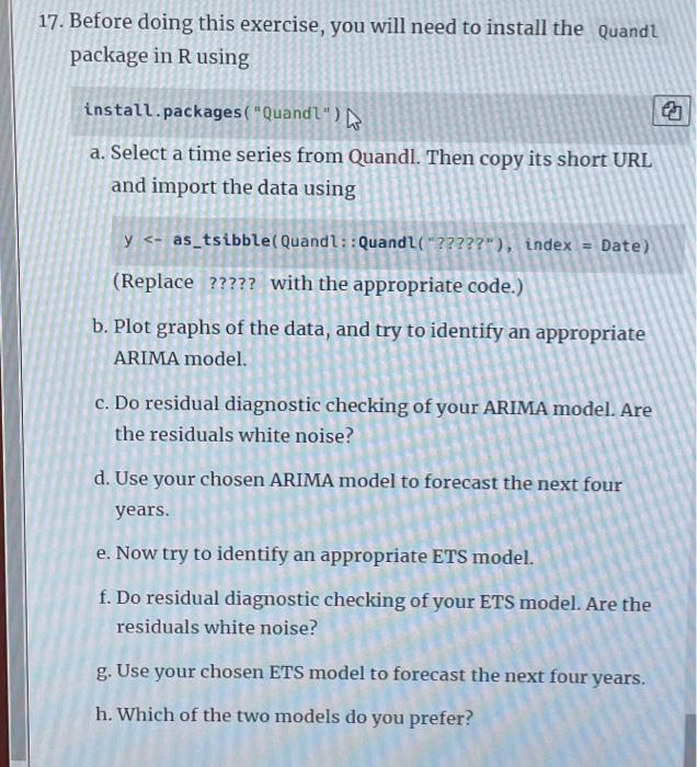 Solved 17. Before doing this exercise, you will need to | Chegg.com