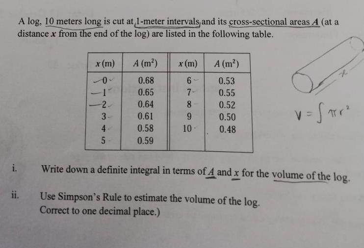 Solved A log, 10 meters long is cut at 1 -meter intervals | Chegg.com