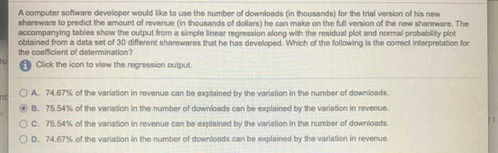 Solved A computer software developer would like to use the | Chegg.com