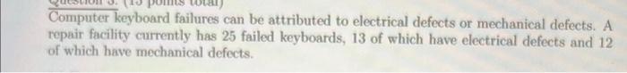 Solved Computer keyboard failures can be attributed to | Chegg.com