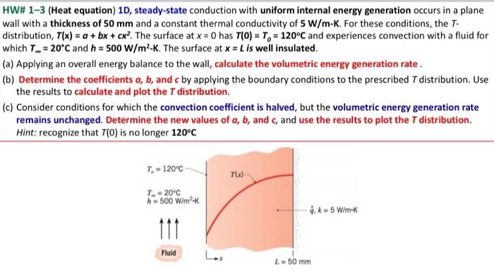 Solved HW# 1-3 (Heat equation) 1D, steady-state conduction | Chegg.com