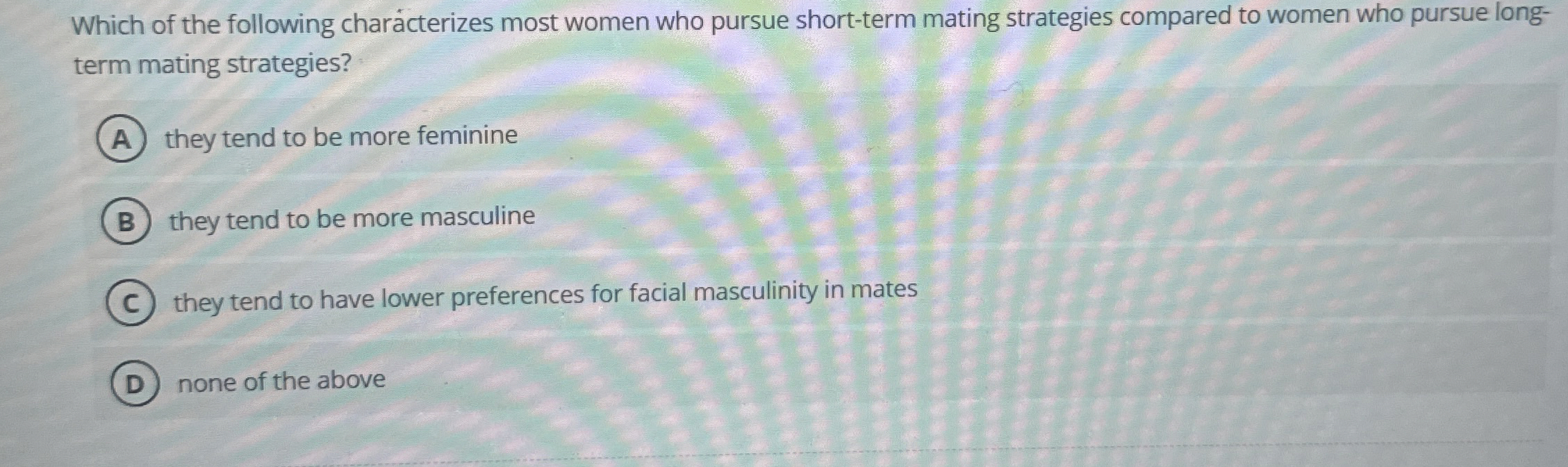 Solved Which of the following characterizes most women who | Chegg.com