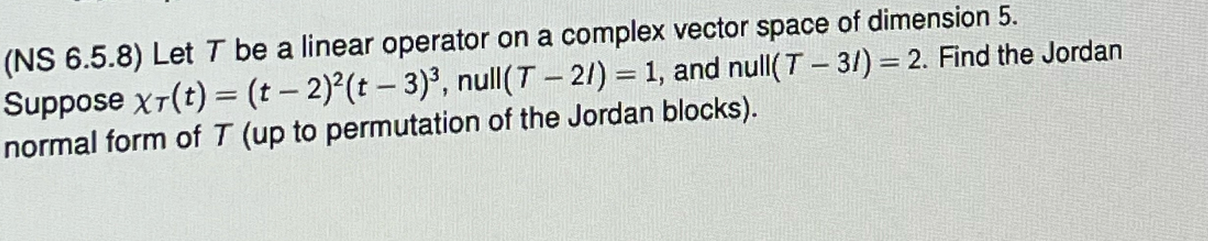 Solved Let T ﻿be a linear operator on a complex vector space | Chegg.com