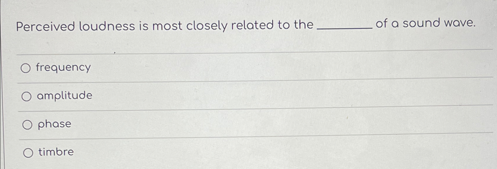 Solved Perceived loudness is most closely related to the of | Chegg.com