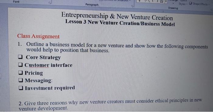 Solved Entrepreneurship \& New Venture Creation Lesson 3 New | Chegg.com