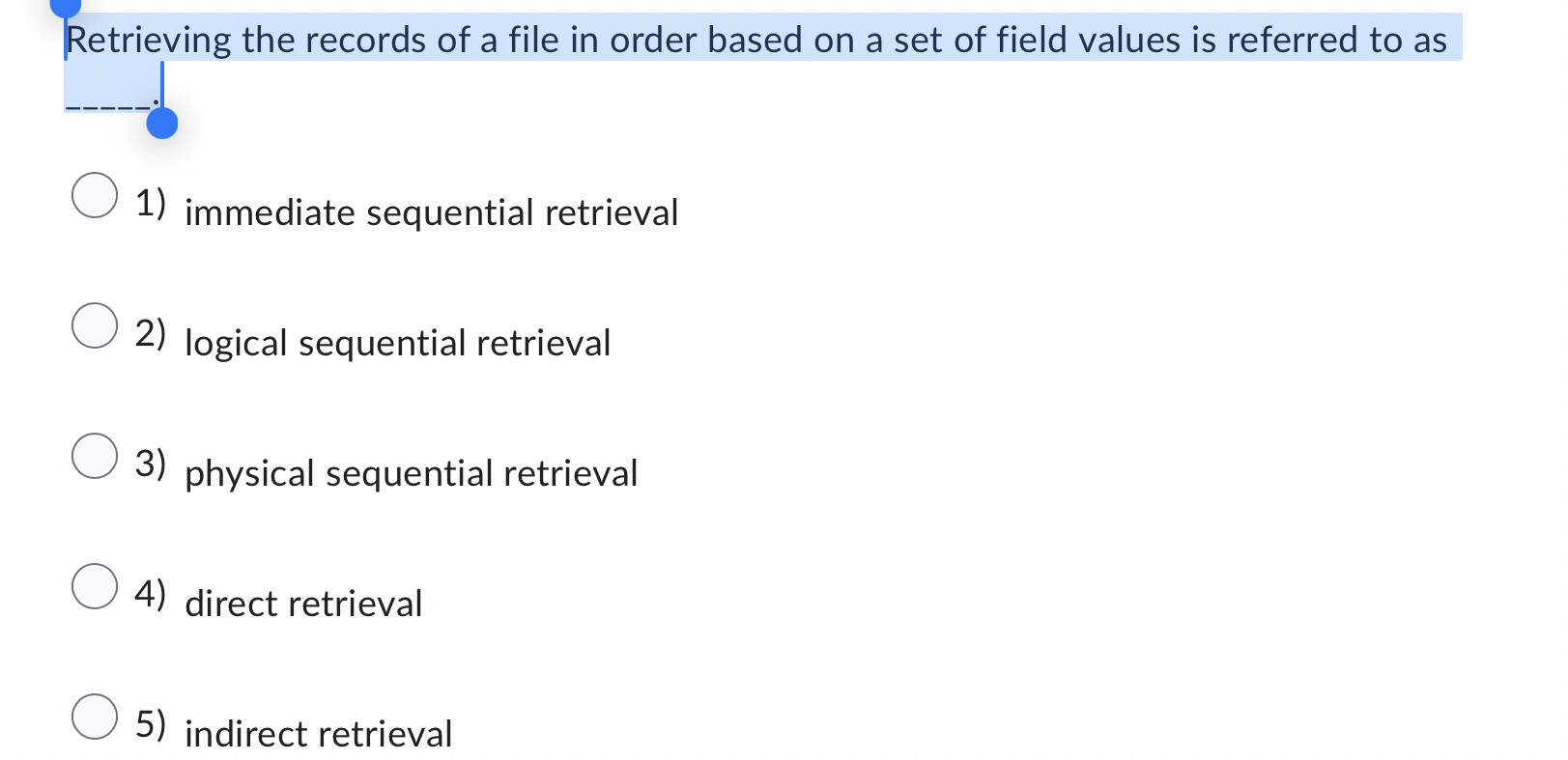 Solved Retrieving the records of a file in order based on a | Chegg.com