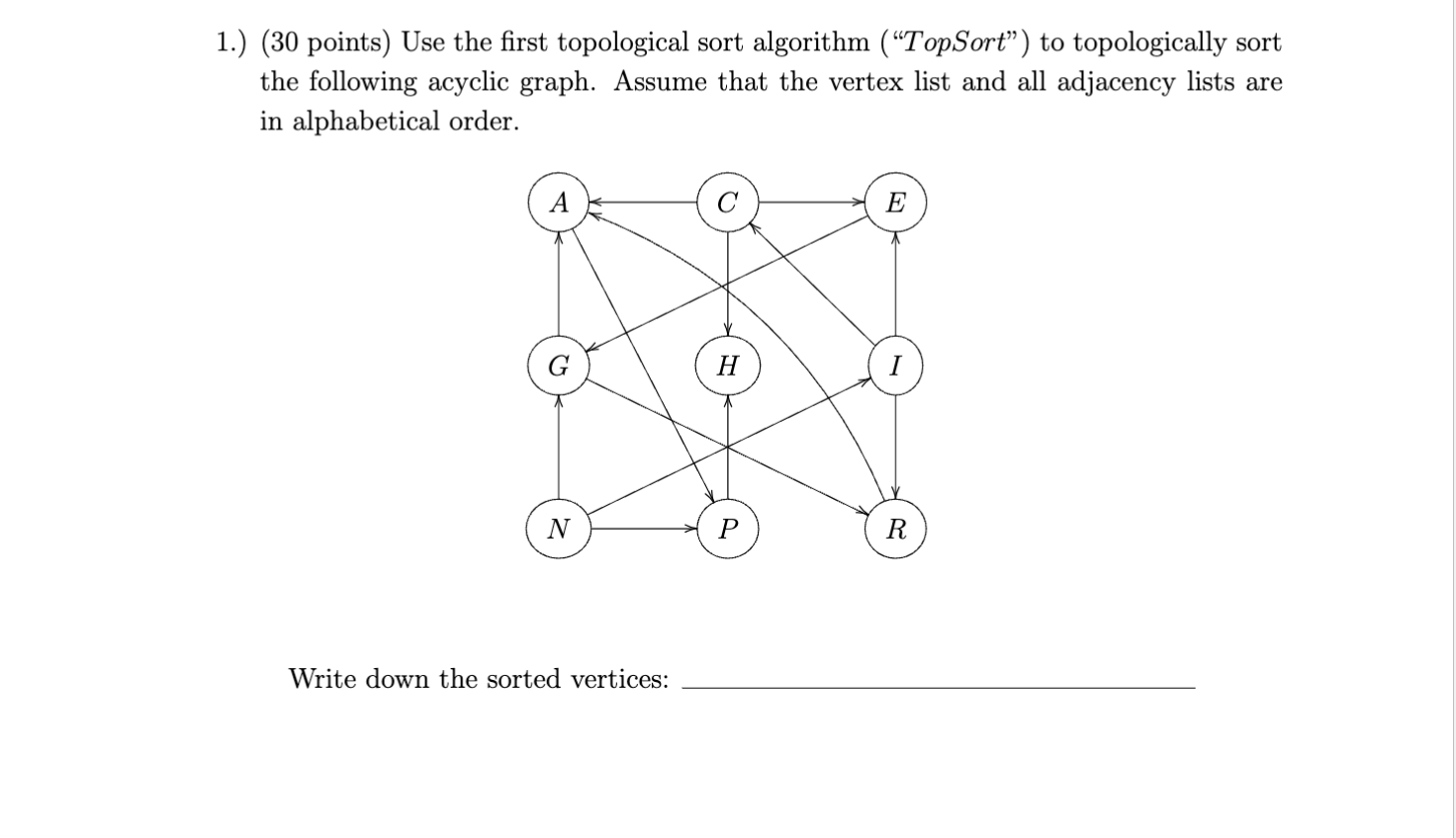 Solved 1 30 points use The First Topological Sort