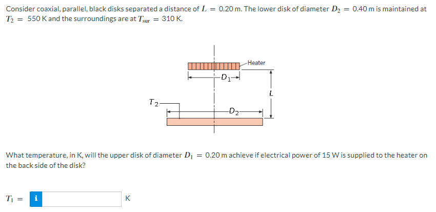 Solved Consider coaxial, parallel, black disks separated a | Chegg.com