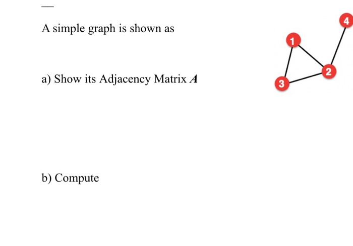 Solved 4 A simple graph is shown as 2 a) Show its Adjacency | Chegg.com
