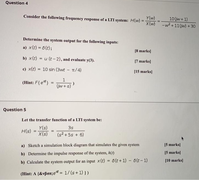 Solved Question 4 Consider the following frequency response | Chegg.com
