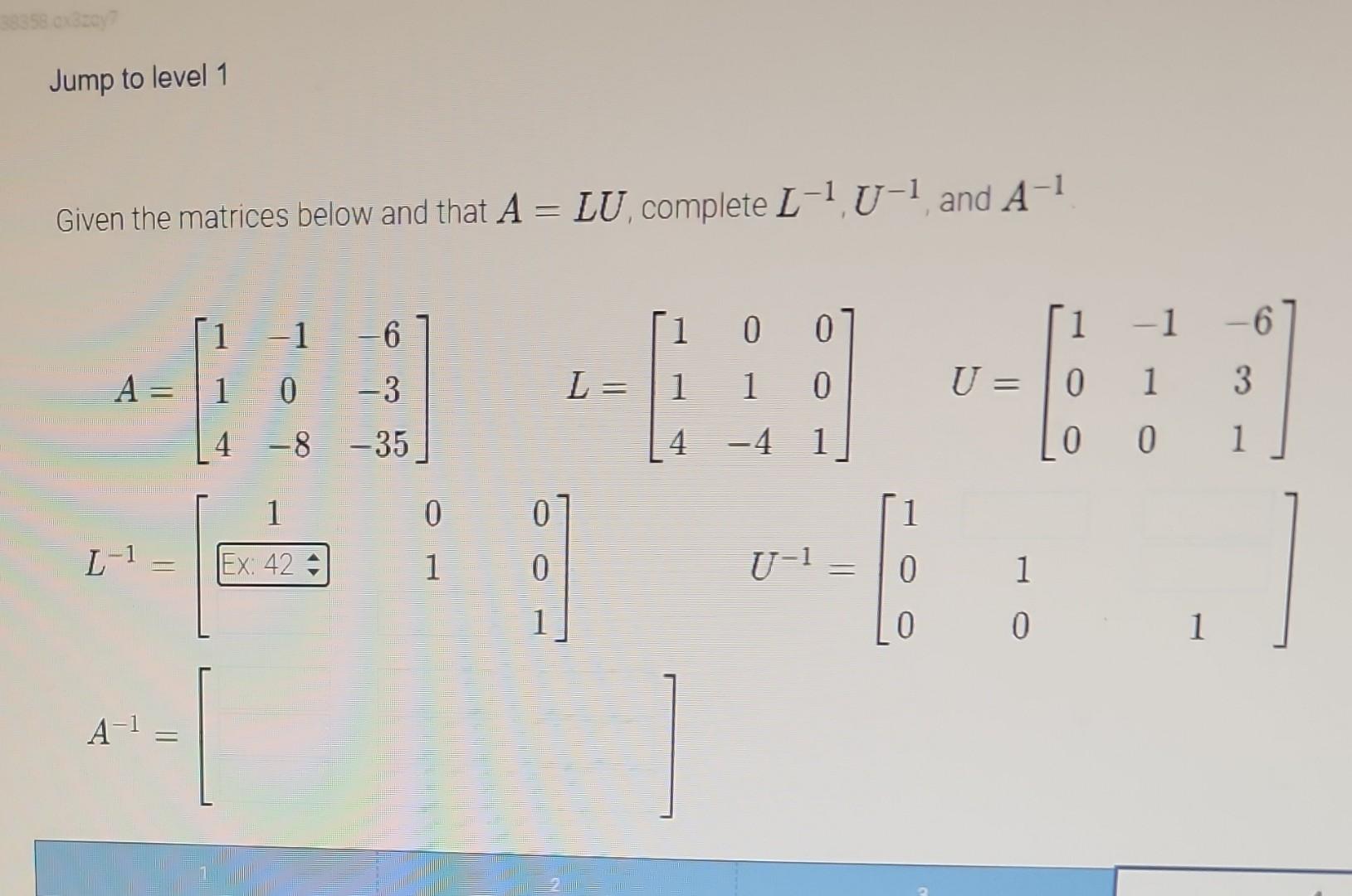 Solved Jump to level 1 Given the matrices below and that | Chegg.com