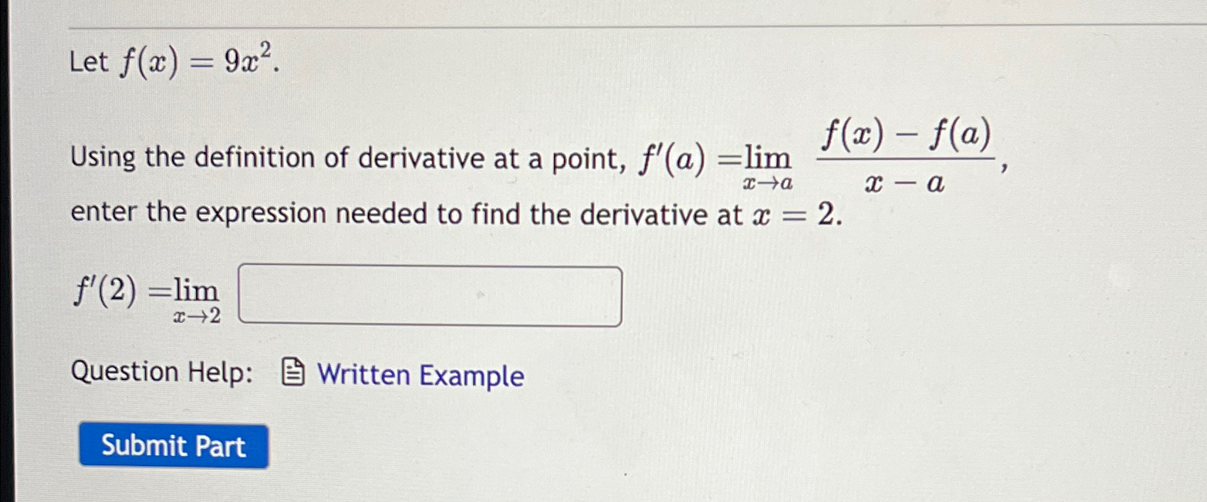 Solved Let f(x)=9x2.Using the definition of derivative at a | Chegg.com