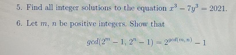 Solved 5. Find all integer solutions to the equation r3 – | Chegg.com