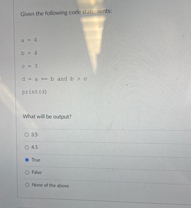 Solved Given the following code statements: r=7x=5y=5= | Chegg.com