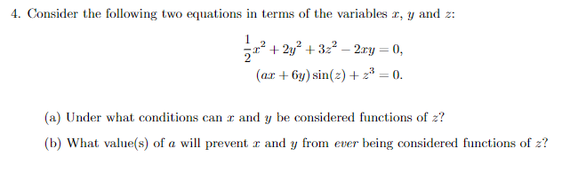 Solved Consider the following two equations in terms of the | Chegg.com