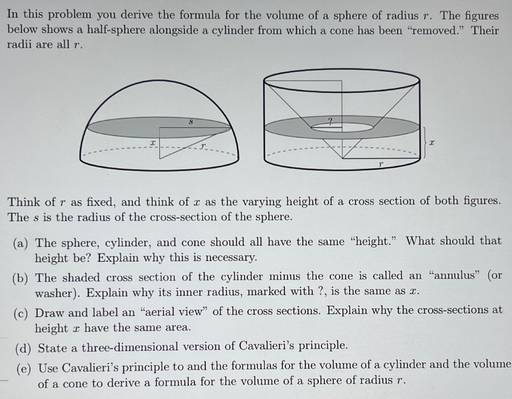 Solved In this problem you derive the formula for the volume | Chegg.com