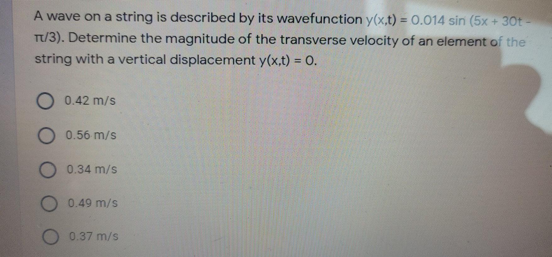 Solved A Wave On A String Is Described By Its Wavefunction