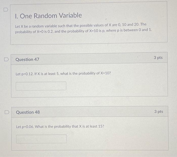 Solved I One Random Variable Let X Be A Random Variable 1292