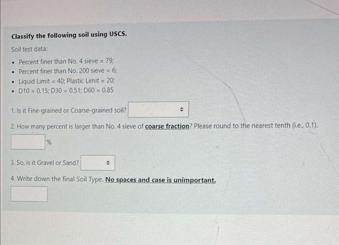 Solved Classify the following soil using USCS. Soil test | Chegg.com