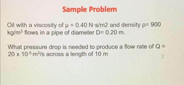 Solved Oil with a viscosity of μ=0.40 N⋅s/m2 and density | Chegg.com