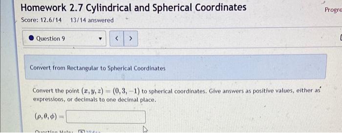 Solved Convert from Rectangular to Spherical Coordinates | Chegg.com