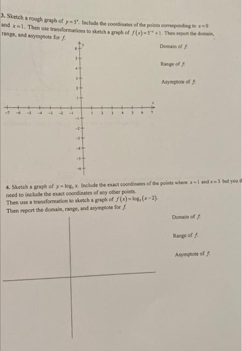 Solved 3. Sketch a rough graph of y=5∗. Include the | Chegg.com