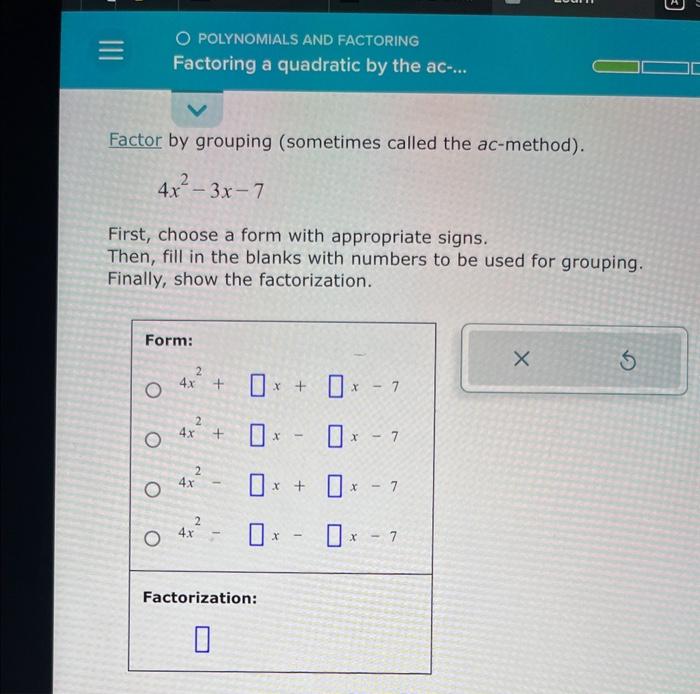Solved Factor by grouping (sometimes called the ac-method). | Chegg.com