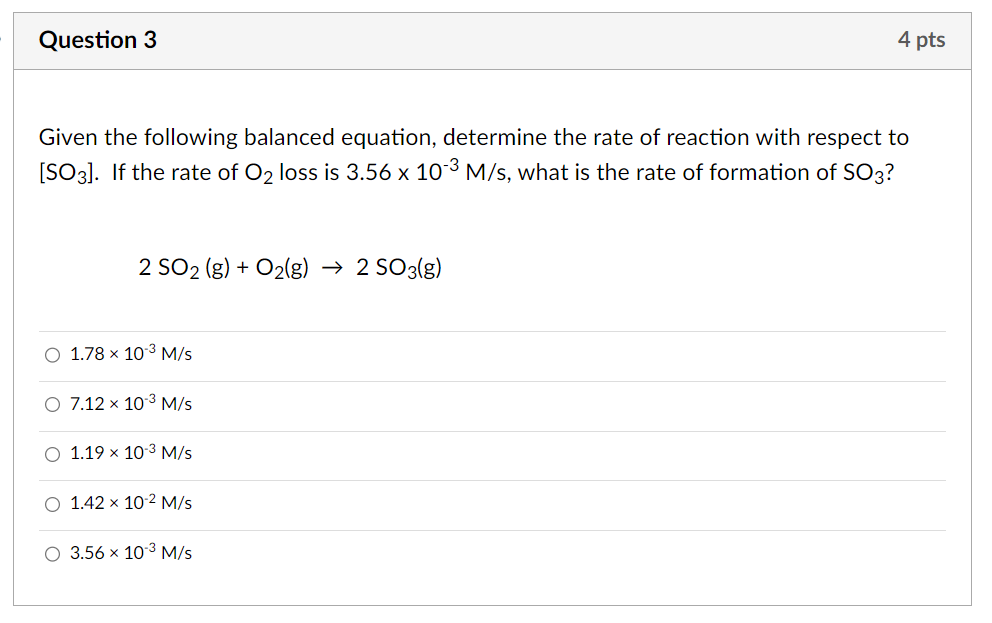 Solved Question 3Given the following balanced equation, | Chegg.com