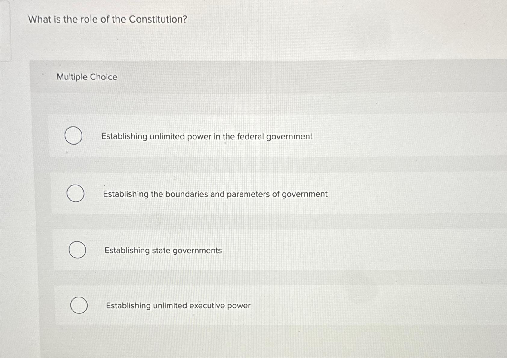 Solved What is the role of the Constitution?Multiple | Chegg.com