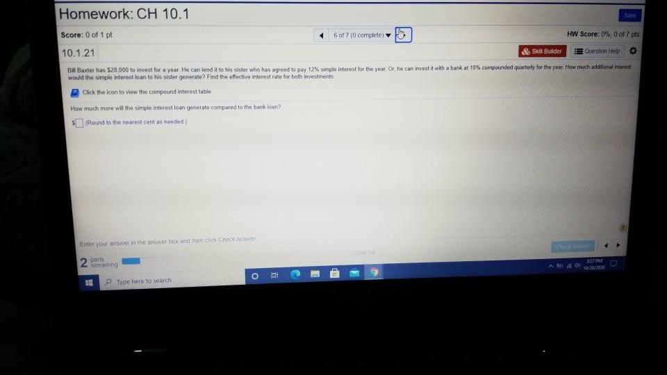 Solved Homework Ch 10 1 Save Score 0 Of 1 Pt 1 Of 7 0