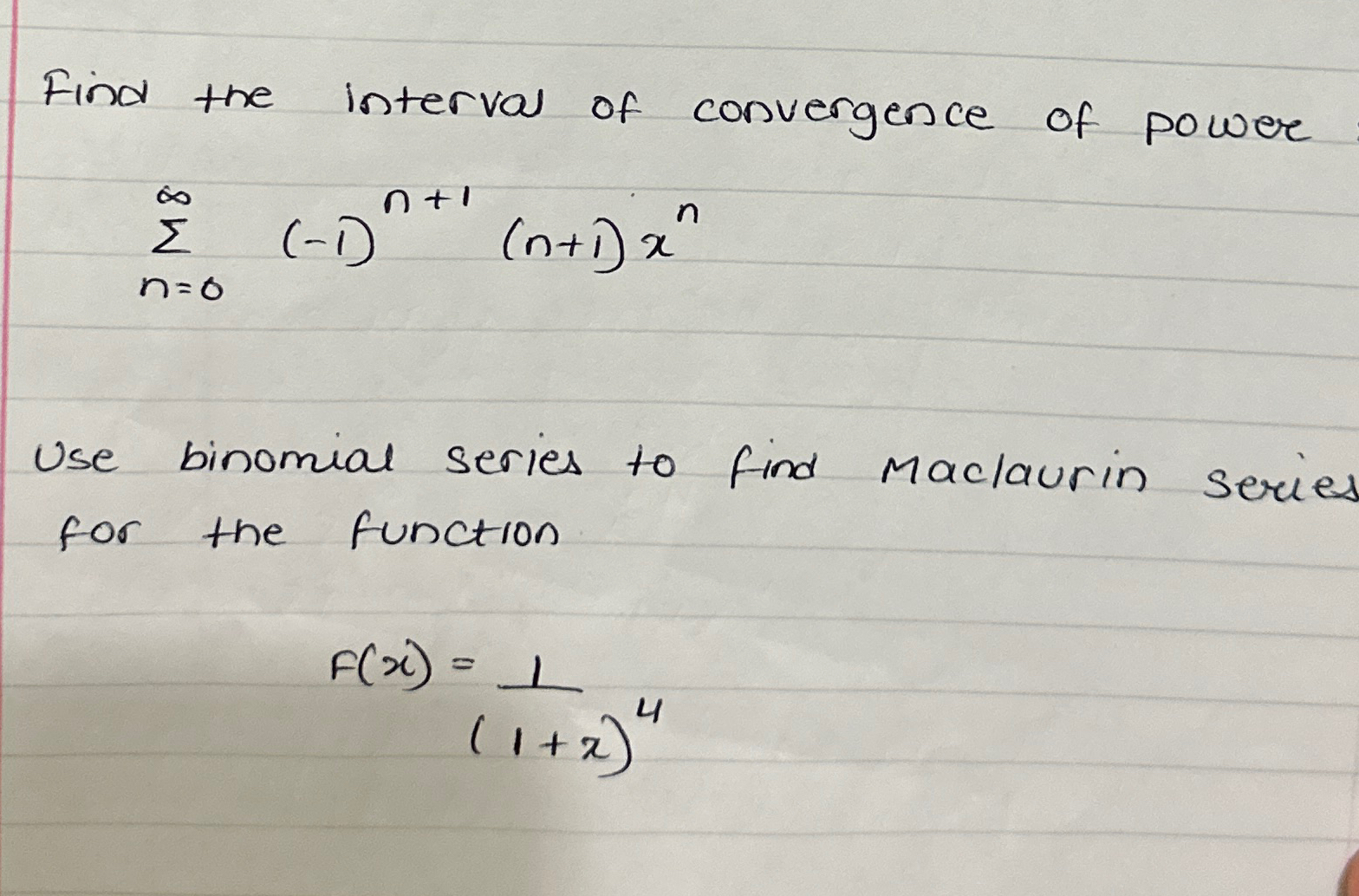 Solved Find the interval of convergence of | Chegg.com