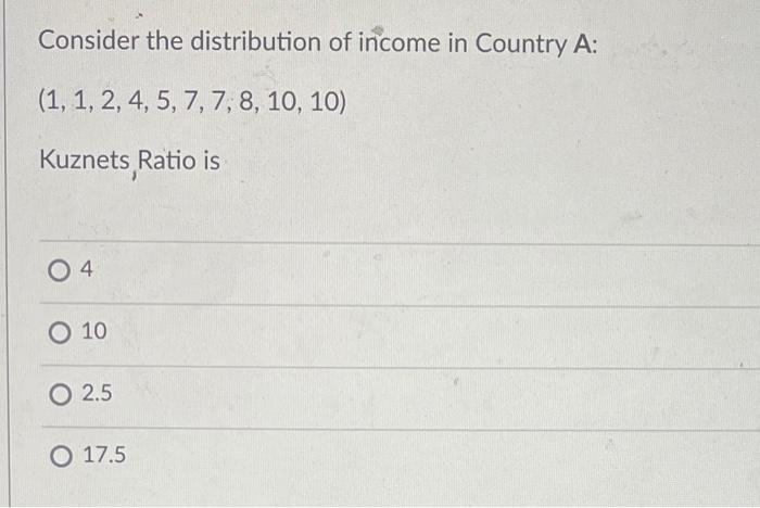 Solved Consider the distribution of income in Country A : | Chegg.com