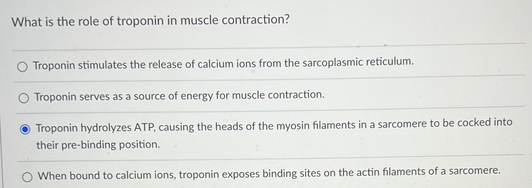 Solved What is the role of troponin in muscle | Chegg.com