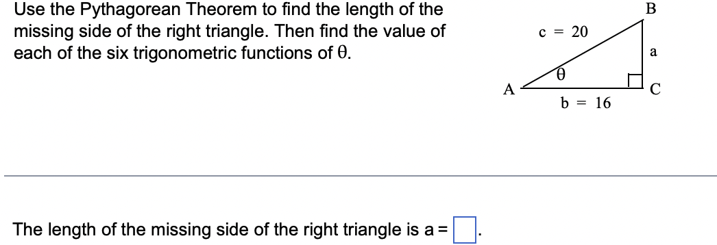 Solved Use the Pythagorean Theorem to find the length of | Chegg.com