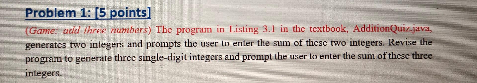 Solved Problem 1: [5 points] (Game: add three numbers) The | Chegg.com